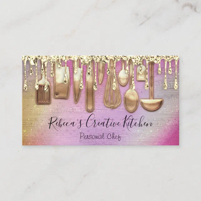 Catering Personal Chef Restaurant QR Code Utensils Business Card | Zazzle