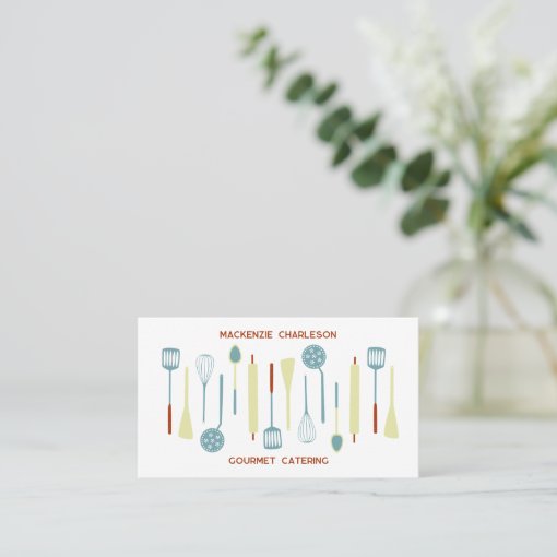 Catering Retro Kitchen QR Code Business Card | Zazzle