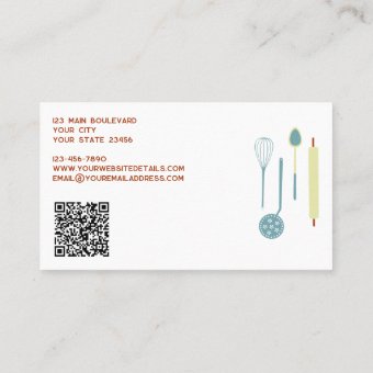 Catering Retro Kitchen QR Code Business Card | Zazzle