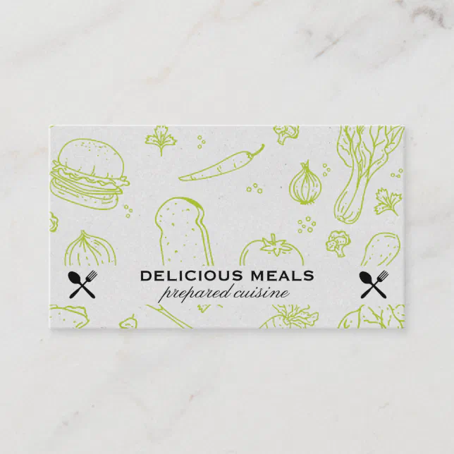 Catering Service | Food Pattern Business Card | Zazzle