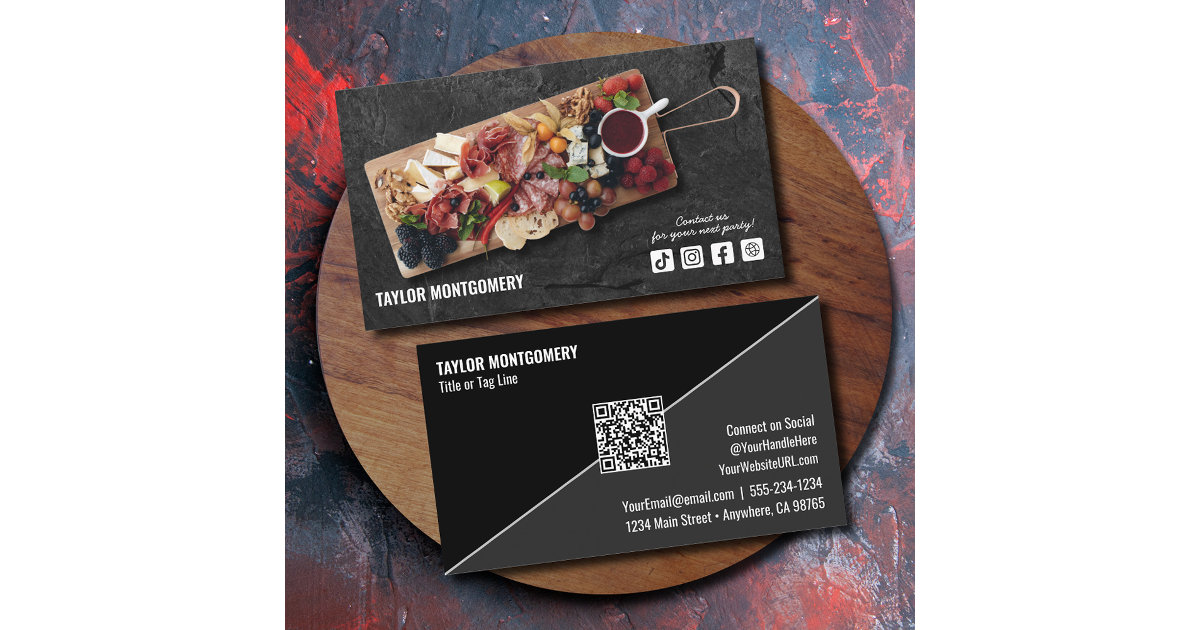 Catering Social Media QR Code Business Card | Zazzle