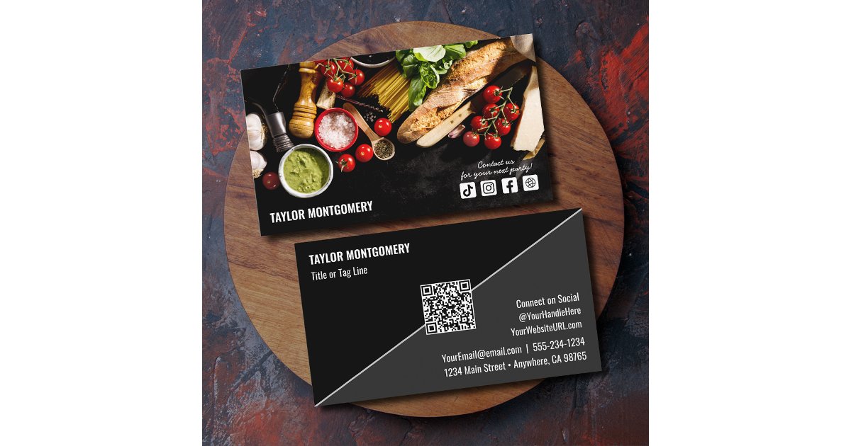 Catering Social Media QR Code Business Card | Zazzle