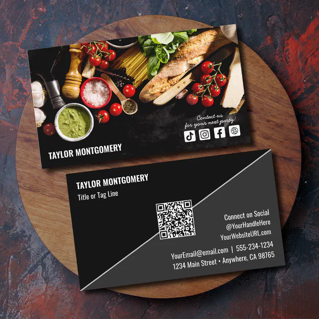 Catering Social Media QR Code Business Card | Zazzle