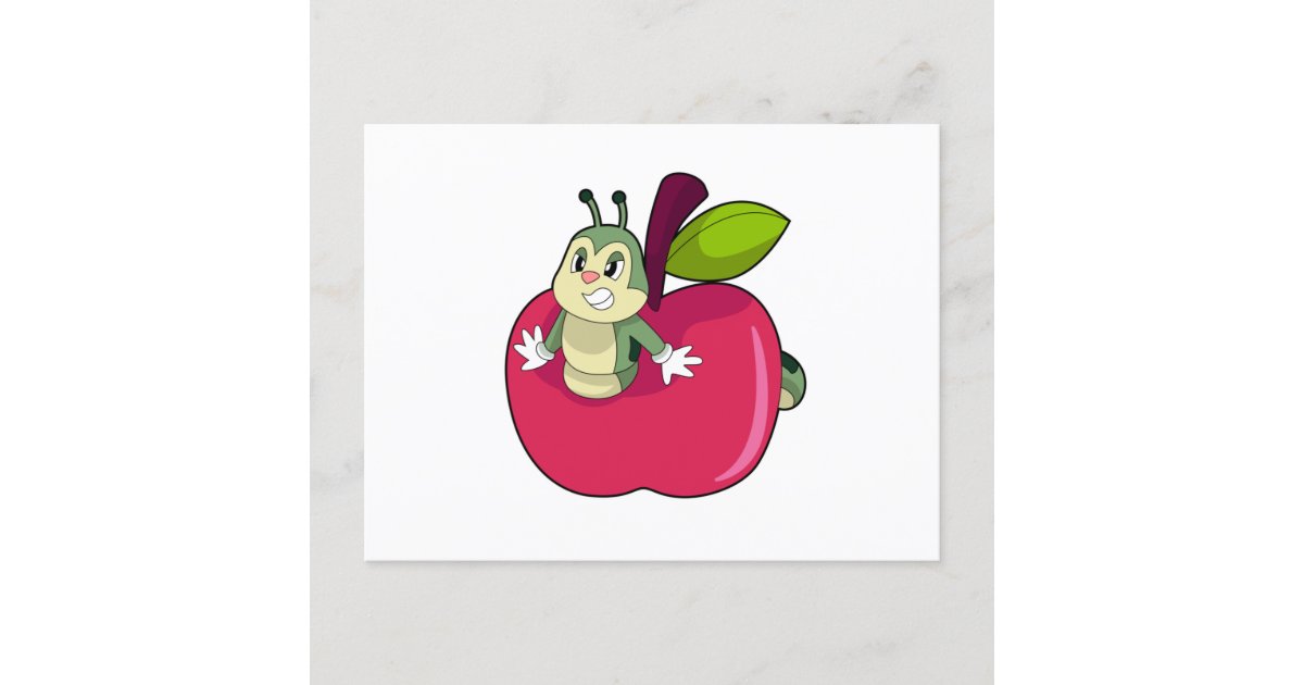 Caterpillar Apple Postcard | Zazzle
