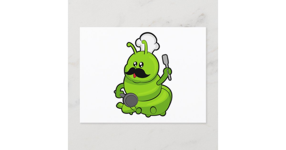 Caterpillar as Cook with Mustache Postcard | Zazzle
