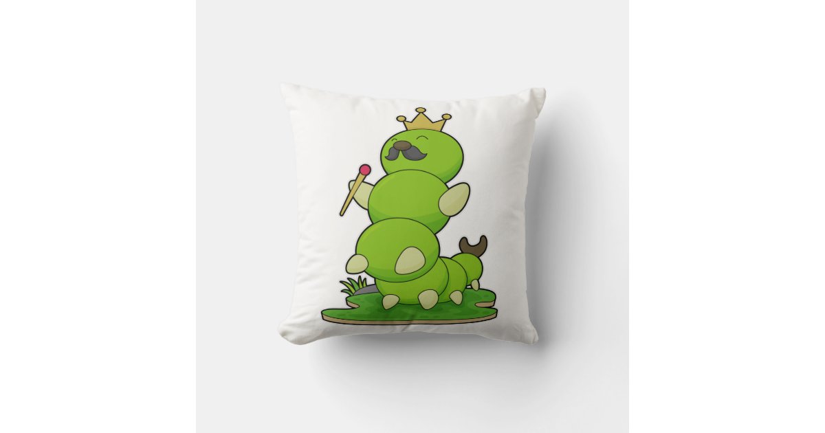 Caterpillar as King with Crown Throw Pillow | Zazzle
