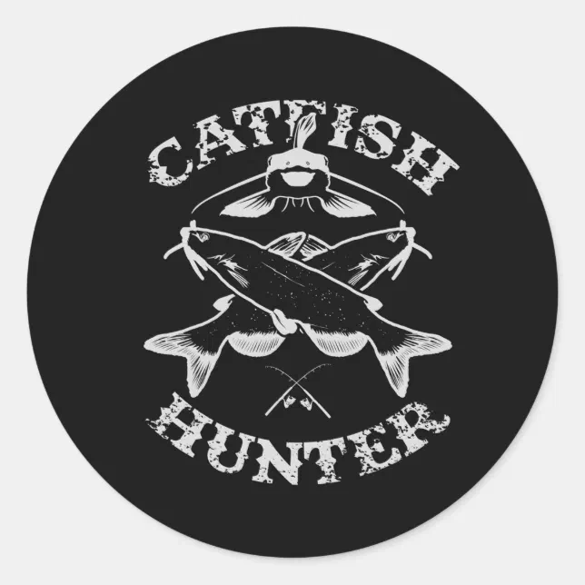 Catfish Hunter Fishers Fishing Classic Round Sticker | Zazzle