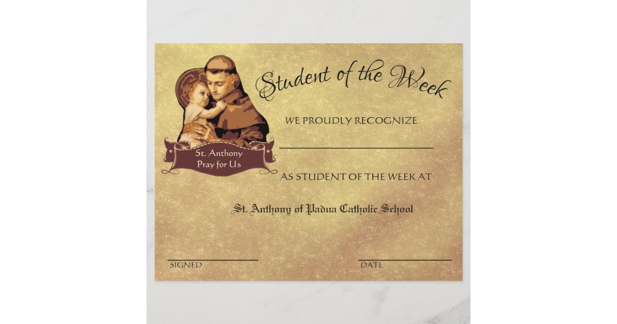 Catholic Achievement Award School Certificate Flyer | Zazzle