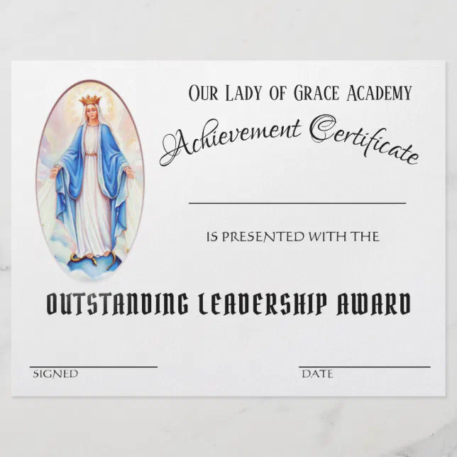 Catholic Achievement Award School Certificate Flyer | Zazzle