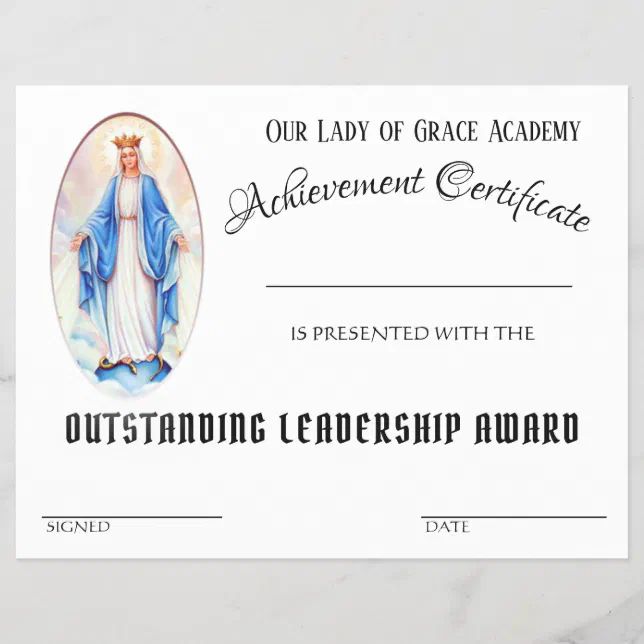 Catholic Achievement Award School Certificate Flyer | Zazzle
