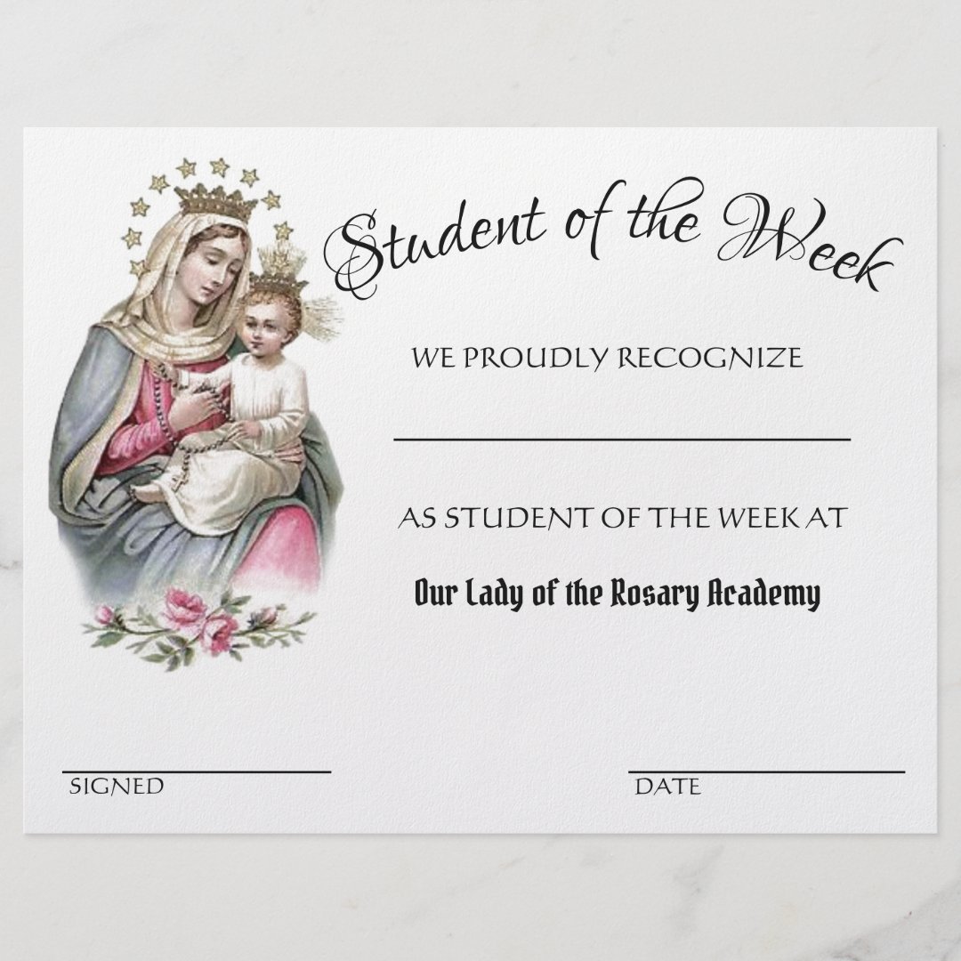 Catholic Achievement School Certificate Award Flyer | Zazzle