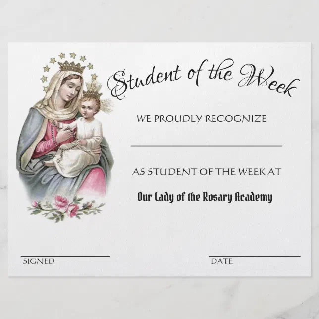 Catholic Achievement School Certificate Award Flyer | Zazzle