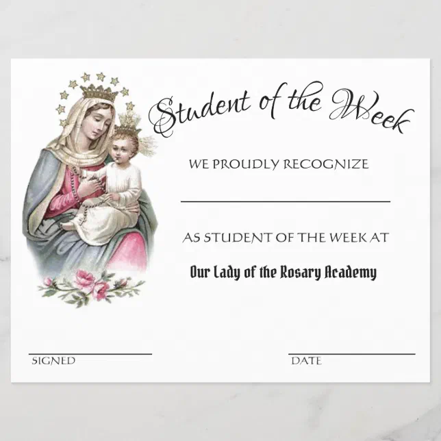 Catholic Achievement School Certificate Award Flyer | Zazzle