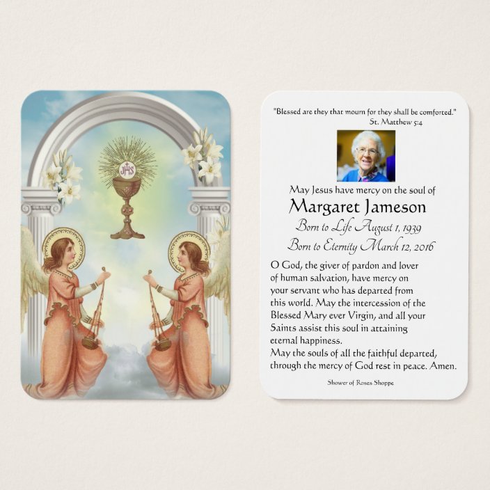 Catholic Angels Funeral Prayer Memorial Card | Zazzle