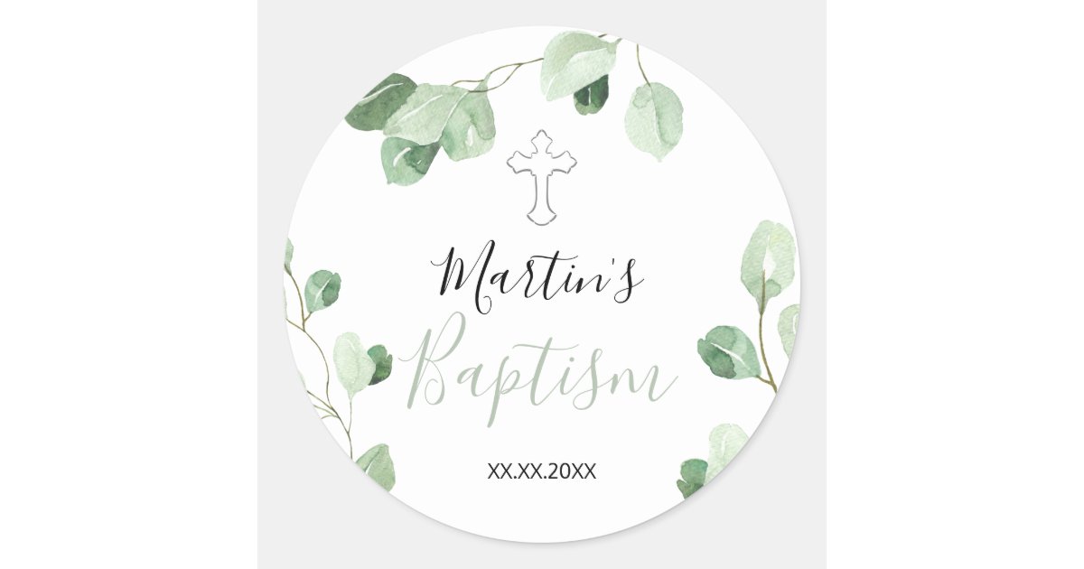 catholic baby baptism classic round sticker | Zazzle