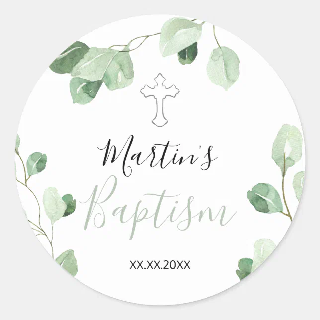 catholic baby baptism classic round sticker | Zazzle