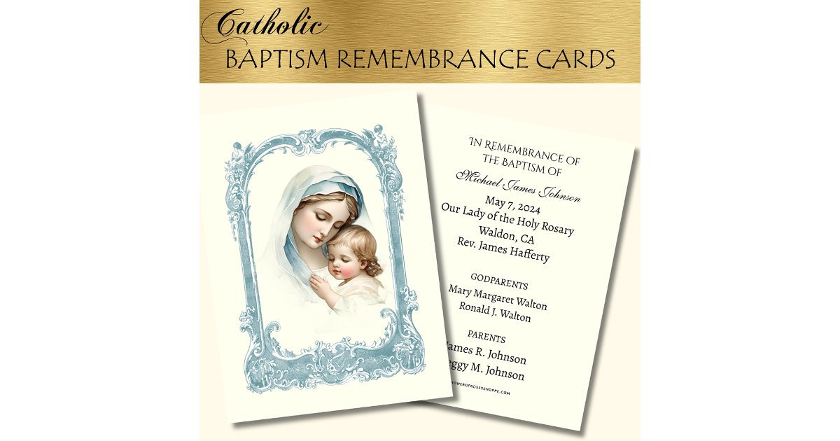 Catholic Baby Baptism Remembrance Holy Card | Zazzle