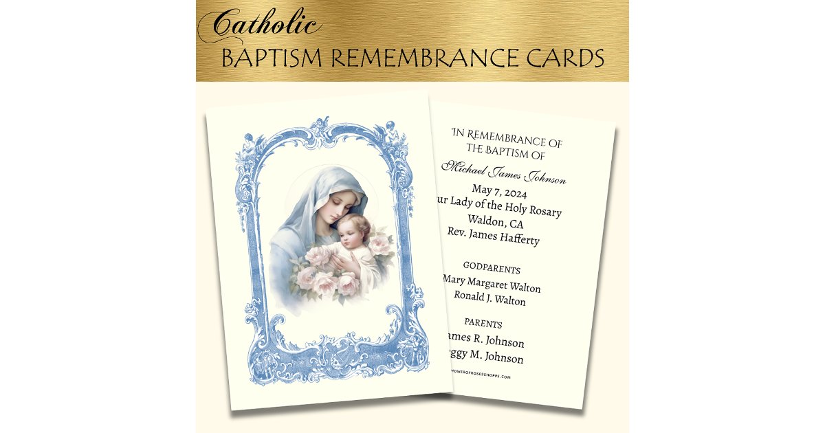 Catholic Baby Baptism Remembrance Holy Card | Zazzle
