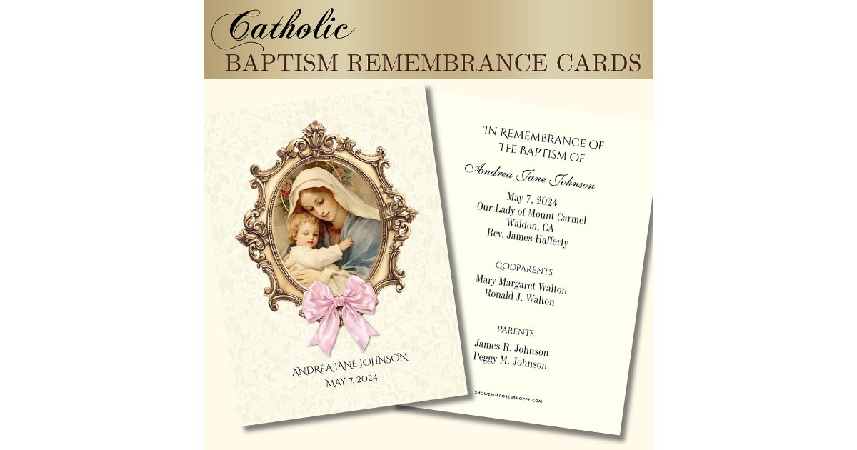 Catholic Baby Baptism Remembrance Holy Card | Zazzle