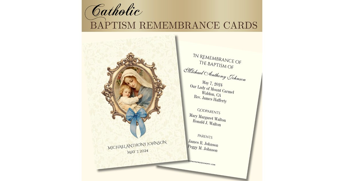 Catholic Baby Baptism Remembrance Holy Card | Zazzle