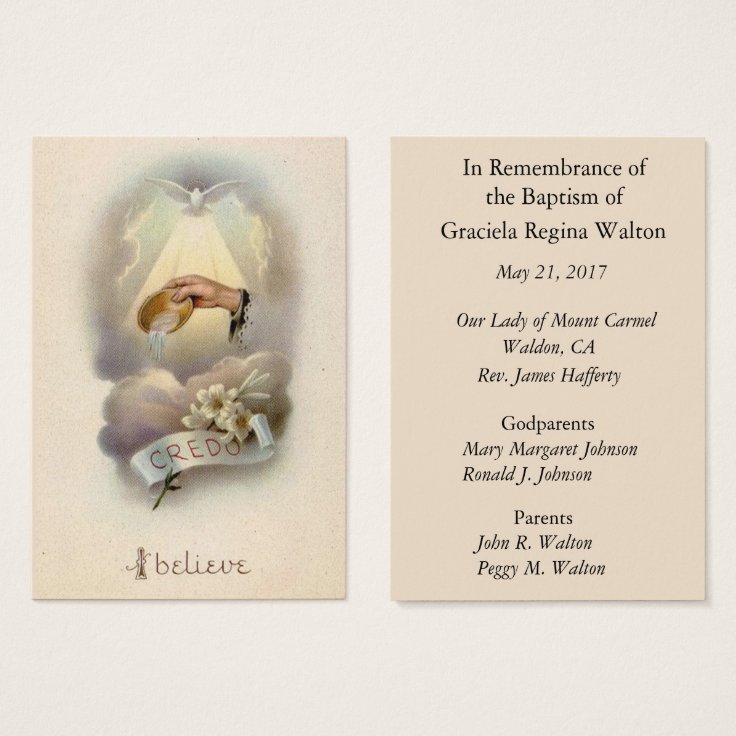 Catholic Baby Baptismal Remembrance Holy Card | Zazzle