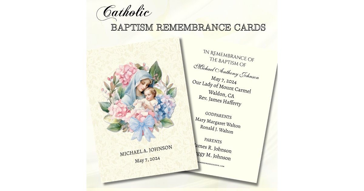 Catholic Baby Boy Baptism Remembrance Holy Card | Zazzle