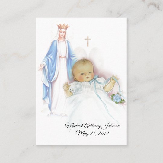 Catholic Baby Boy Baptismal Remembrance Holy Card | Zazzle.com