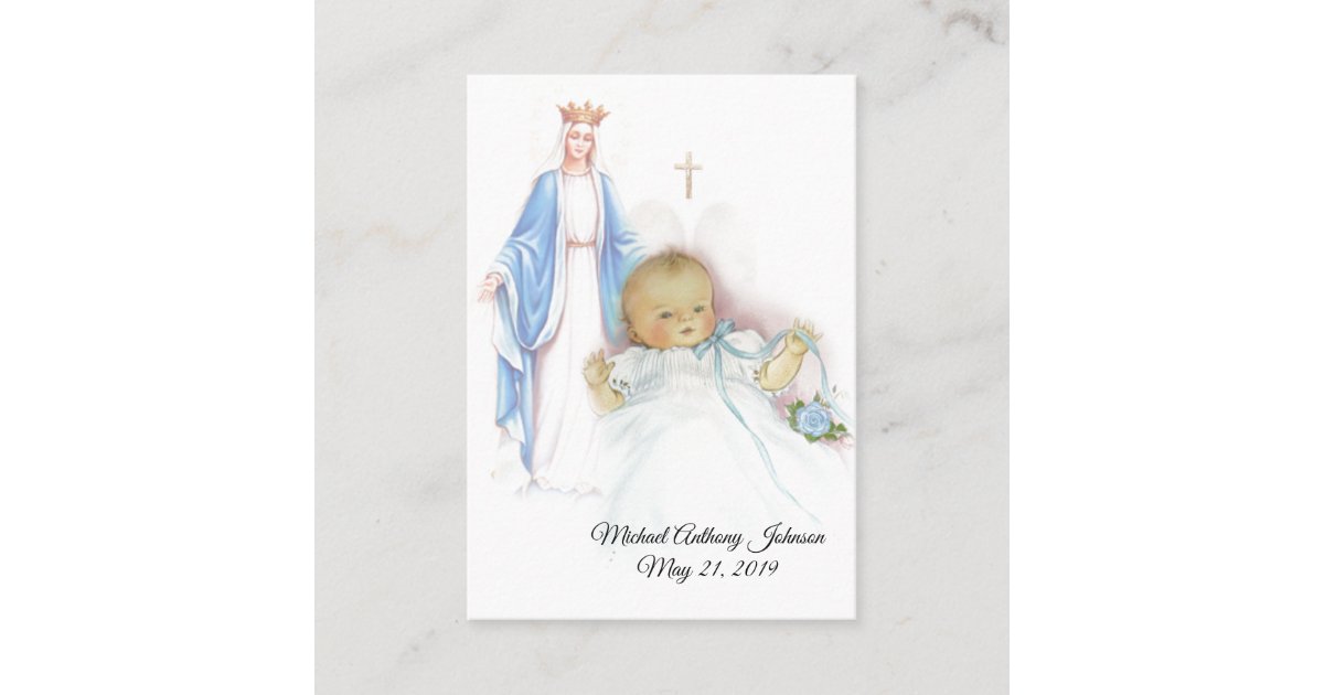 Catholic Baby Boy Baptismal Remembrance Holy Card | Zazzle