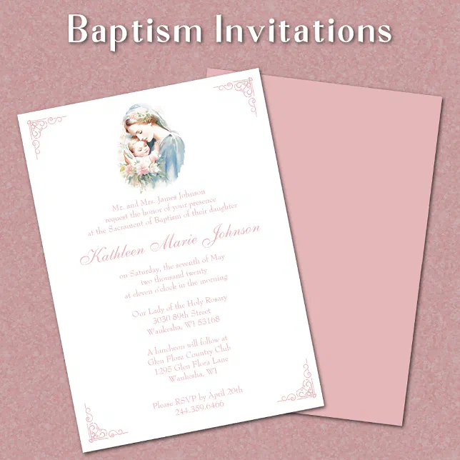 Catholic Baptism Christening Holy Family Invitation | Zazzle