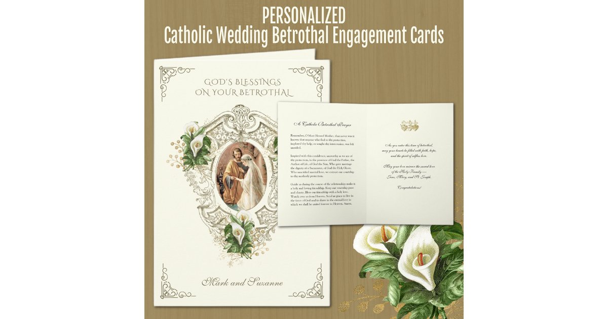 Catholic Betrothal Engagement Wedding Floral Card | Zazzle