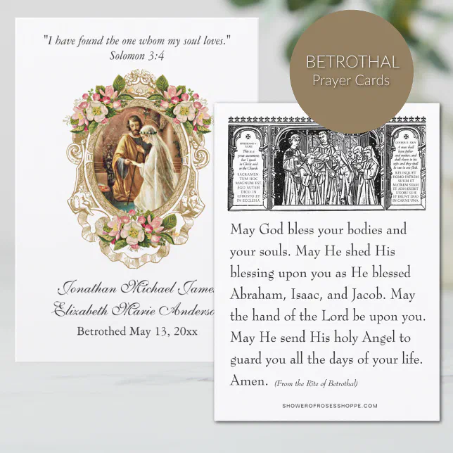 Catholic Betrothal Prayer Holy Card | Zazzle