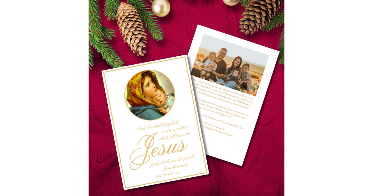 Catholic Bible Verse & Photo Religious Christmas Holiday Card | Zazzle