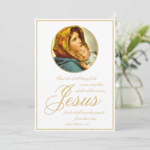 Catholic Bible Verse & Photo Religious Christmas Holiday Card | Zazzle