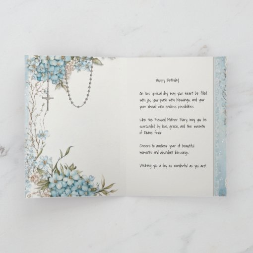 Catholic Birthday Mary Blue Floral Scripture Card | Zazzle
