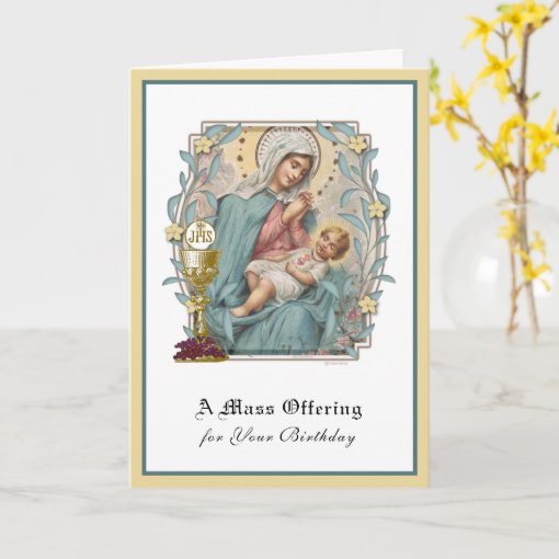 Catholic Birthday Mass Offering Jesus Eucharist Card | Zazzle