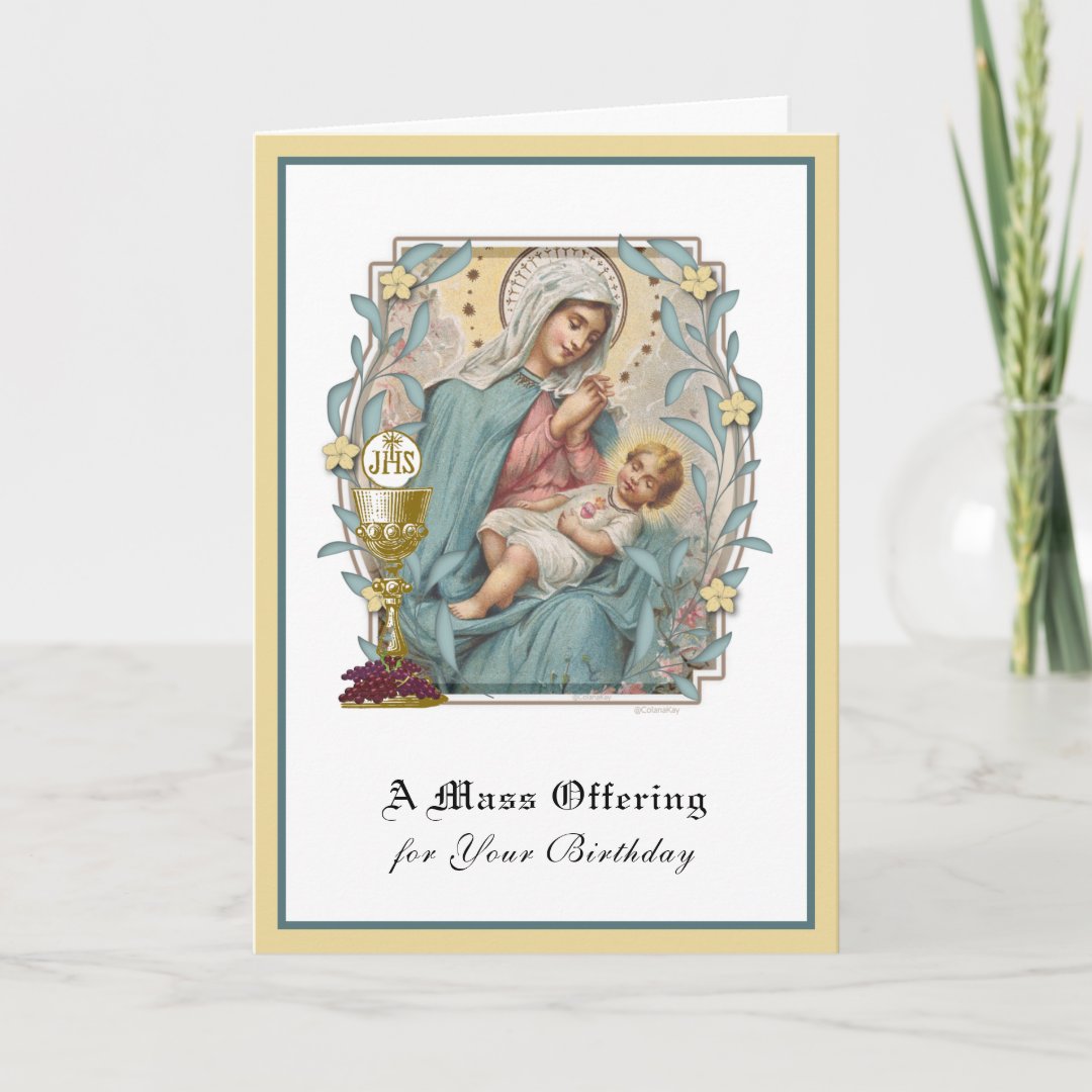 Catholic Birthday Mass Offering Jesus Eucharist Card | Zazzle