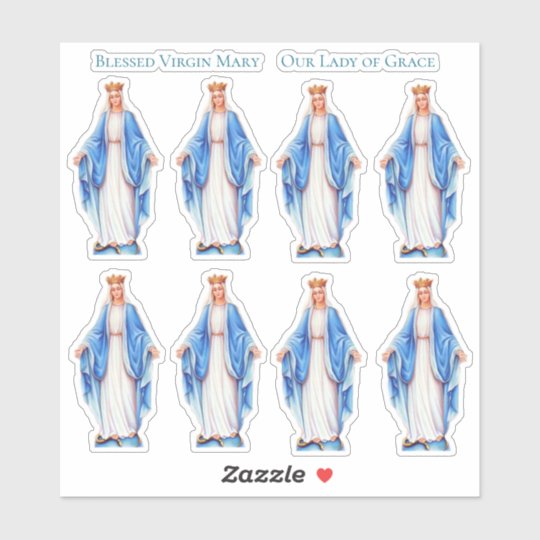 Catholic Blessed Virgin Hail Mary Vinyl Contour Sticker | Zazzle.com