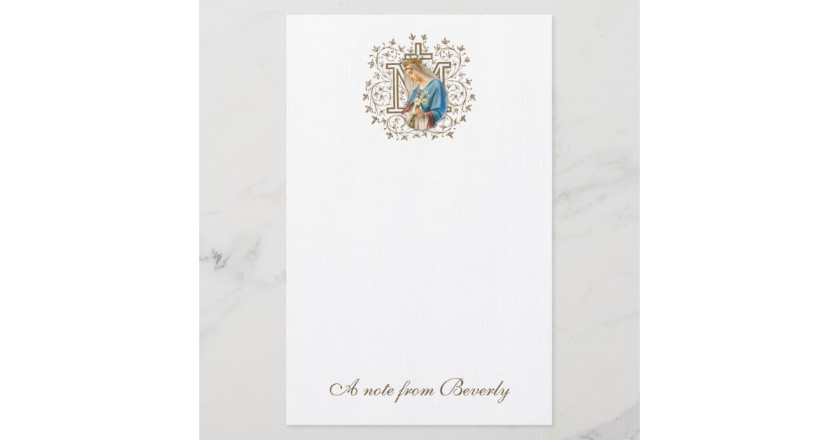 Catholic Blessed Virgin Mary Cross Religious Stationery | Zazzle