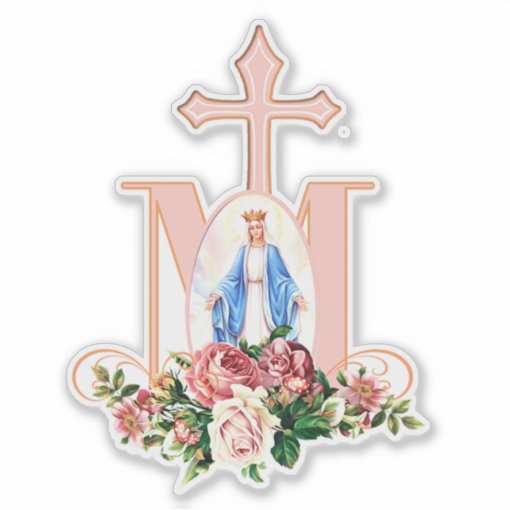 Catholic Blessed Virgin Religious Vinyl Contour Sticker | Zazzle