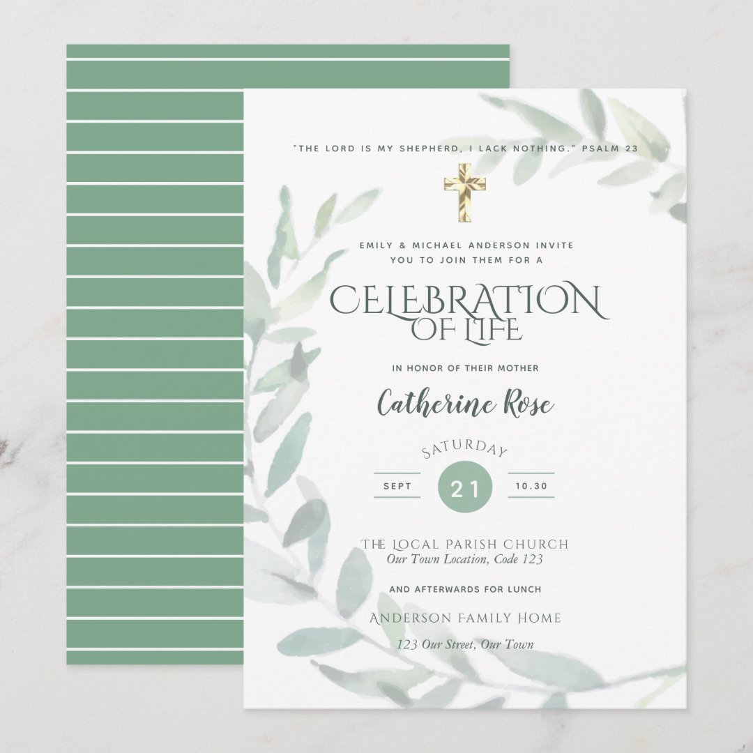 Catholic Celebration of Life Memorial Funeral Invitation | Zazzle