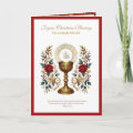 Catholic Christmas Eucharist Red Roses Holiday Card | Zazzle