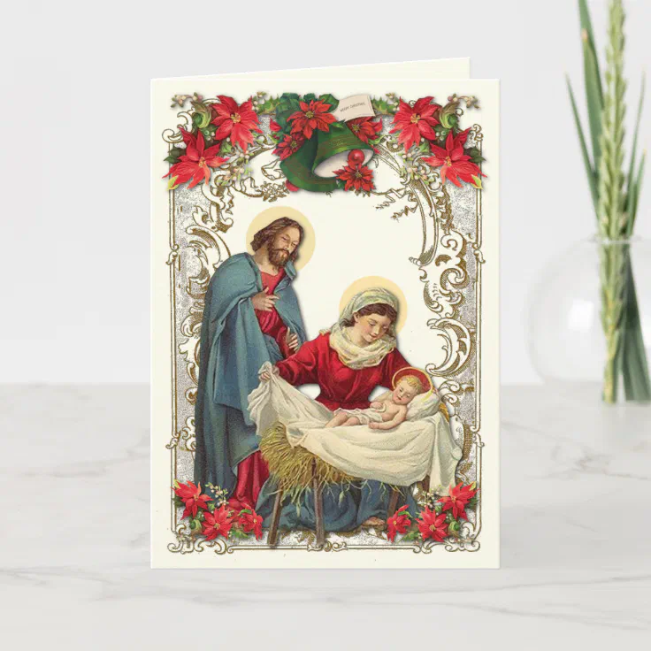 Catholic Christmas Jesus Mary Joseph Rosary Card | Zazzle