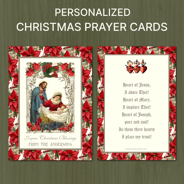 Catholic Christmas Nativity Prayer Three Hearts Business Card | Zazzle