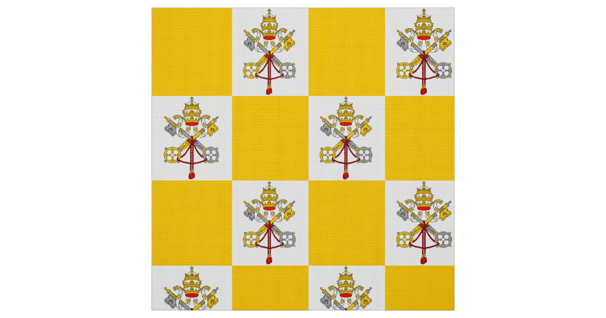 Catholic church flag emblem Vatican pattern yellow Fabric | Zazzle
