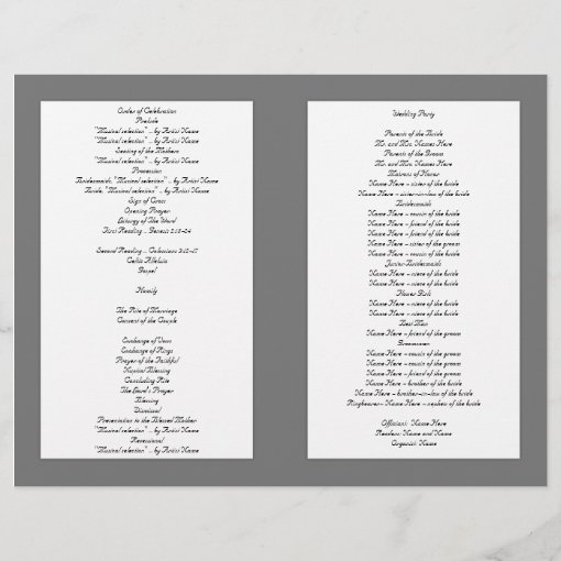 Catholic Church Wedding Ceremony Program Template | Zazzle