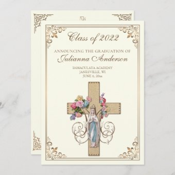 Catholic Classic Elegant Religious Graduation Inv Invitation | Zazzle