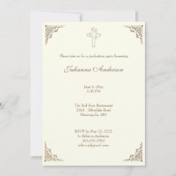 Catholic Classic Elegant Religious Graduation Inv Invitation | Zazzle