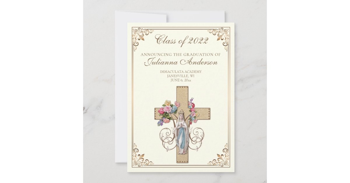 Catholic Classic Elegant Religious Graduation Inv Invitation | Zazzle