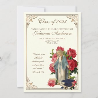 Catholic Classic Elegant Religious Graduation Inv Invitation | Zazzle