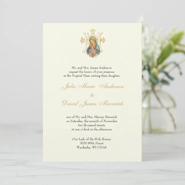 Catholic Classic Elegant Religious Wedding Invitation | Zazzle